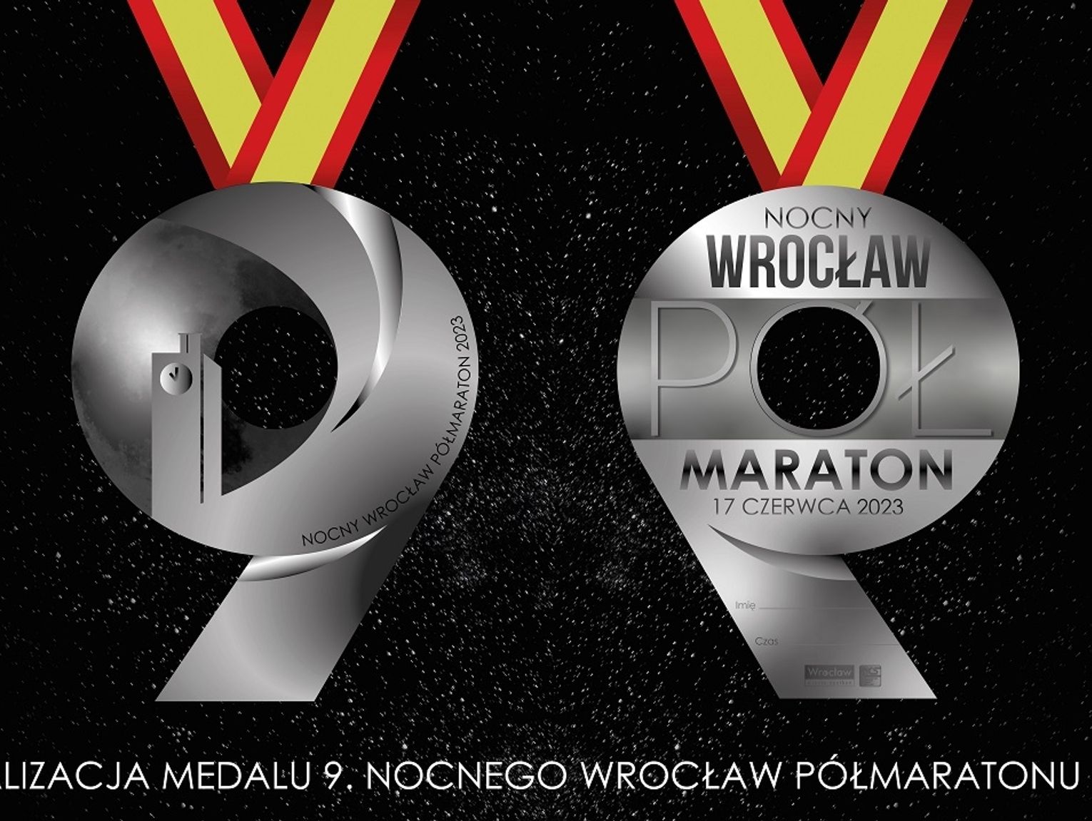 Projekt medalu 9. Nocnego Wrocław Półmaratonu