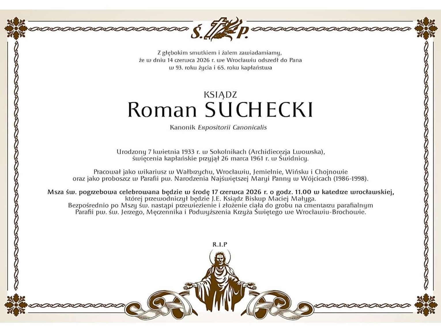 Zmarł ks. Roman Suchecki